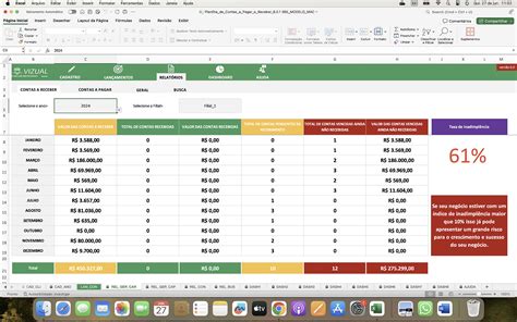Planilha De Contas A Pagar E Receber Em Excel Mac Vizual