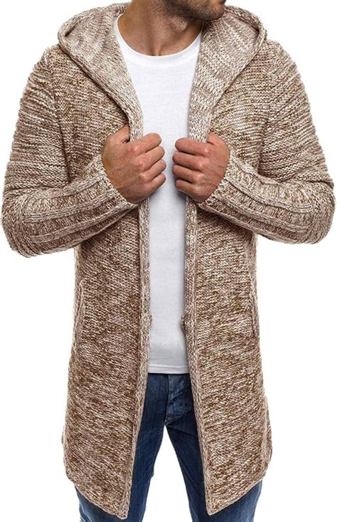 Chaqueta Con Capucha Para Hombre Abrigo De Punto De Lana Color Liso