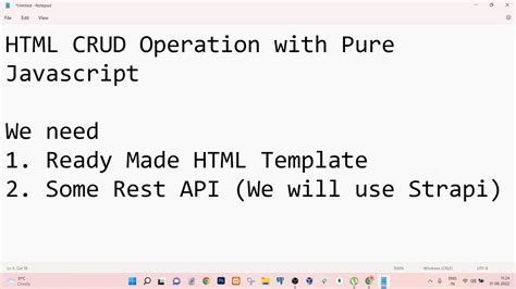 html crud operation with pure javascript part 1 youtube