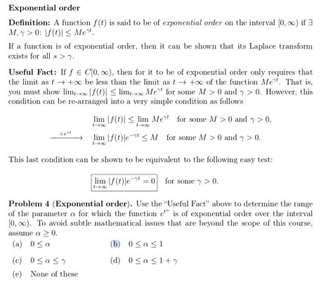 solved exponential order definition a function f t is said