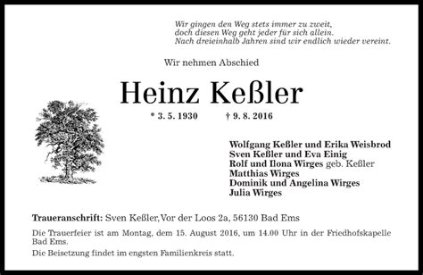 Traueranzeigen von Heinz Keßler rz trauer de