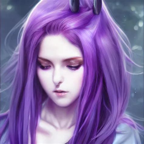 Beautiful Anime Women With Purple Hair A Straight Stable Diffusion