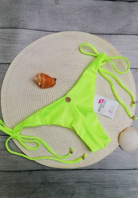 Biquíni Lacinho Fio Duplo Canelado Amarelo Neon Rosa Verão