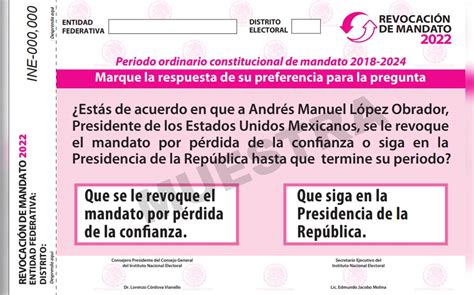Boleta de revocación de mandato 2022 Cómo es y qué datos contiene
