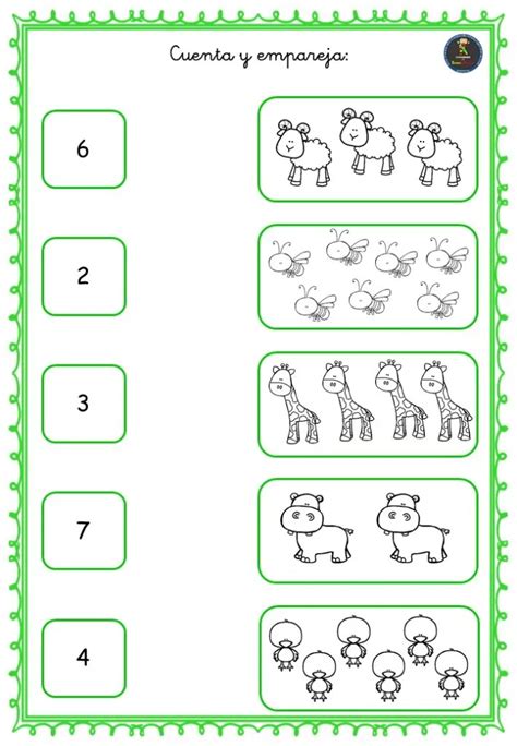 Ejercicio de conteo Cuenta y empareja Actividades de matemáticas
