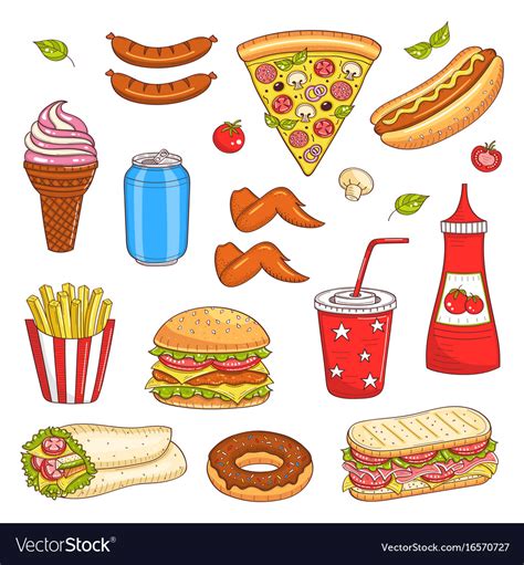 Hand Drawn Of Fast Food Royalty Free Vector Image