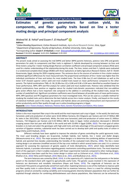 pdf estimates of genetic parameters for cotton yield its components and fiber quality traits