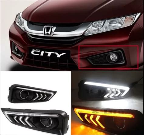 Moldura Milha Grade Led Daylight Luz Diurna Honda City O Par Frete Gr Tis