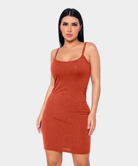Vestido Canelado Curto Alcinha Tubinho Ajuste Ao Corpo Moda Balada