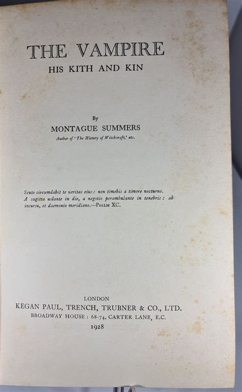 1st Edition THE VAMPIRE HIS KITH AND KIN By Montague Summers Very Good