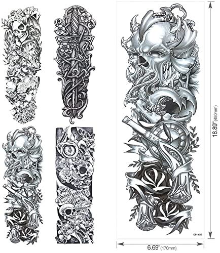 Full Arm Temporary Tattoo Konsait Extra Temporary Tattoo Black Tattoo