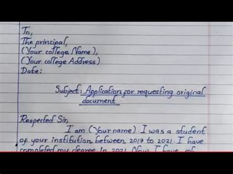 Application To Return Of Original Document From The College Letter