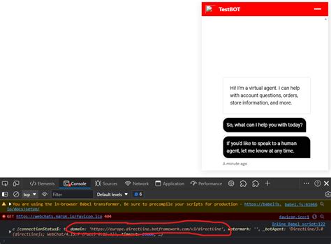 when the bot is loaded with the custom html the bot throws unable to connect · issue 9530