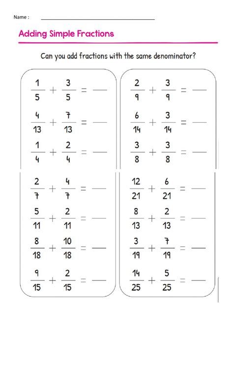 Adding Fractions Using Models Worksheets