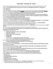 Study Guide Exam 2 Soc 110 Spring 2017 Study Guide Sociology 110 Exam