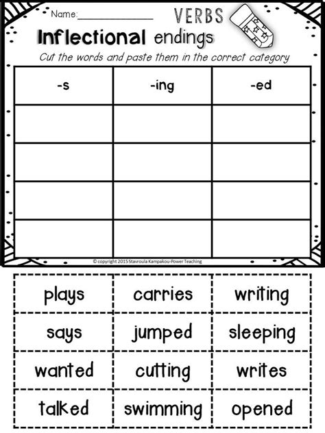 Free Printable Inflectional Endings