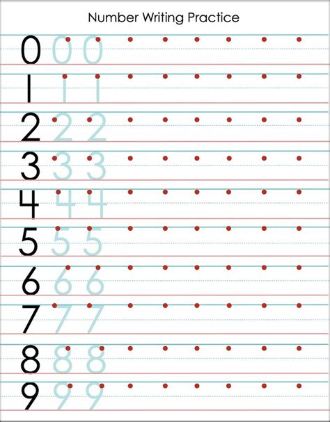Number Writing Practice Sheet Free Printable
