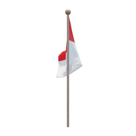 Indonesia 3d Illustration Flag On Pole Wood Flagpole 11285324 PNG