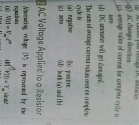 Ac Changes Direction Ch Average Value Of Current For Complete Cycle Is