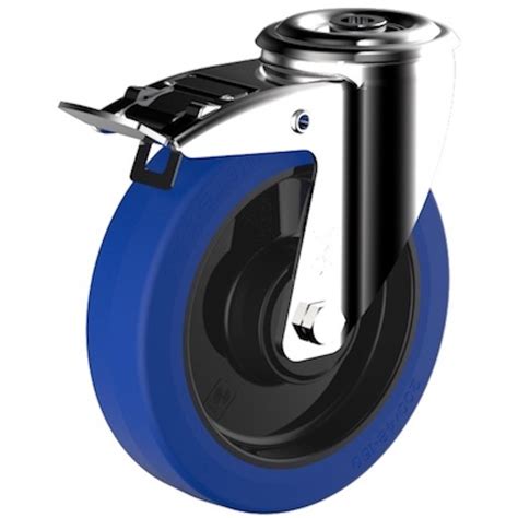 Roulette ŒIL pivotante frein caoutchouc EASYROLL BLEU Ø 100 mm 180Kg