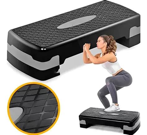 Step Polietileno Altura Ajust Vel Academia Exerc Cios Fit Cor Preto