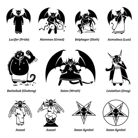 Seven Deadly Sins Devils Satan Lucifer Pride Mammon Greed Etsy Demon Drawings Satan Demonology
