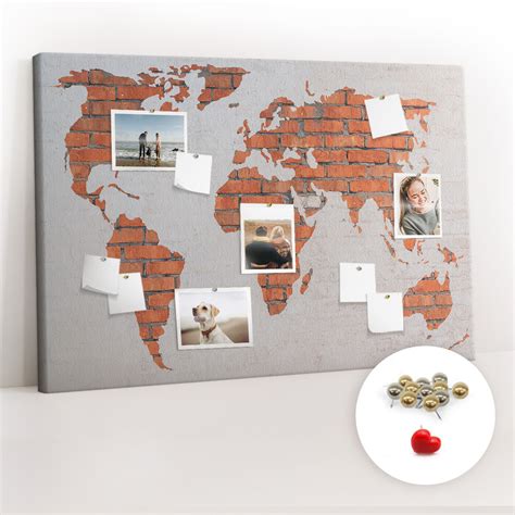Organizer na ścianę XXL Tablica Korkowa 120x80 cm Ceglana mapa