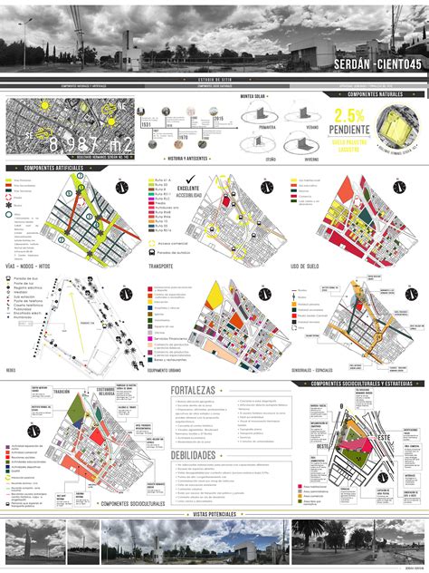 Lámina de análisis de sitio para Serdán ciento45 Behance
