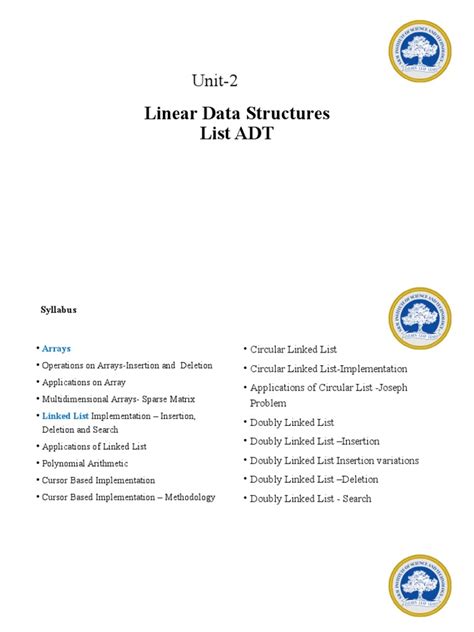 dsa unit2 pdf array data type array data structure