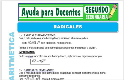 Radicales Para Segundo De Secundaria Ayuda Para Docentes
