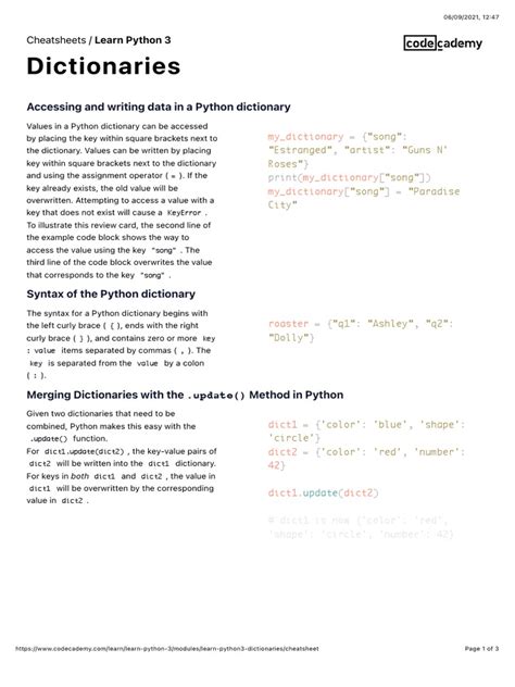 learn python 3 dictionaries cheatsheet codecademy pdf information age mathematical logic