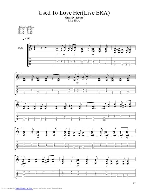 Used To Love Her Guitar Pro Tab By Guns N Roses Musicnoteslib