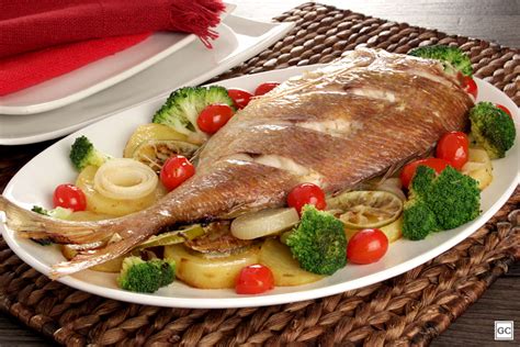 Peixe Pargo Assado Legumes Guia Da Cozinha