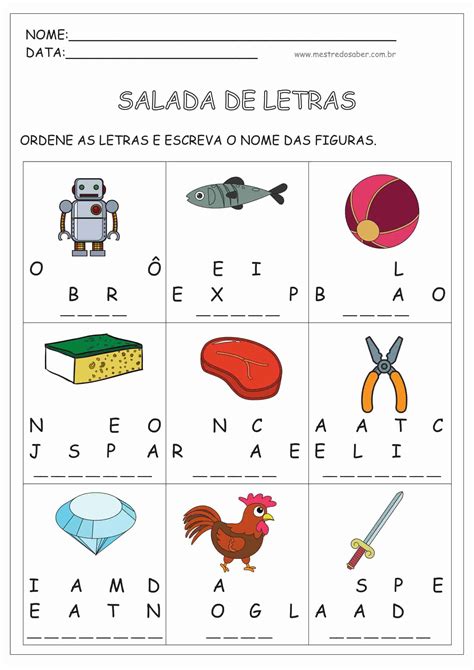 Atividades de Alfabetização para Imprimir Mestre do Saber