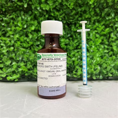 Montelukast Flavored Oral Liquid Compounded For Cats