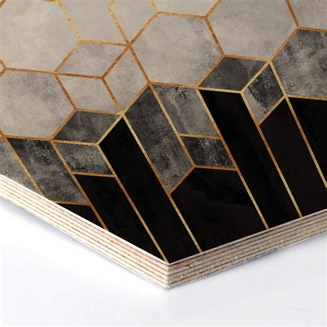 Hexagon Holz Birke Furnier Fredriksson Hexagone Schwarz Und Grau