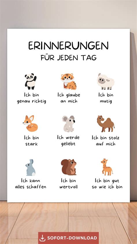 Affirmationen Poster F R Kinder Positive Glaubenss Tze