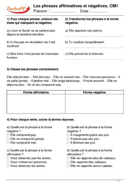 Les phrases affirmatives et négatives CM1