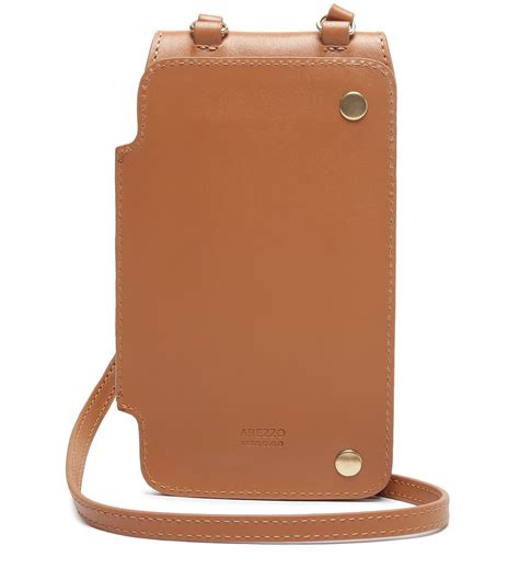 Mini Bolsa Porta Celular Marrom Couro Nina Arezzo