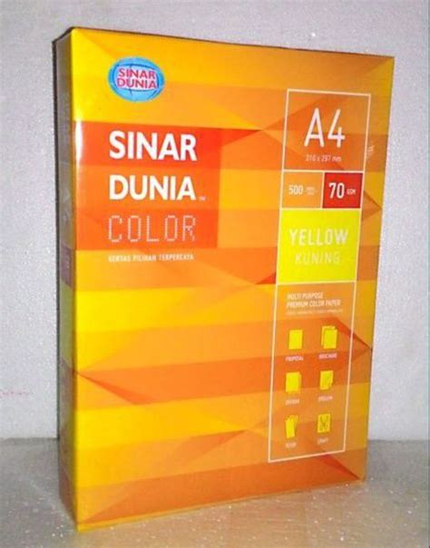 Kertas Hvs A Gram Sinar Dunia Warna Kuning Per Dus Rim