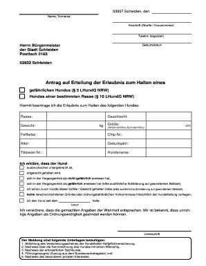 Ausfüllbar Online schleiden Antrag auf Erteilung der Erlaubnis zum
