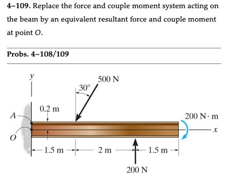 solved 4 109 replace the force and couple moment system
