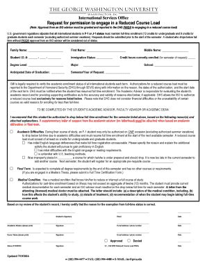 Fillable Online Request For Permission To Engage In A Reduced Course