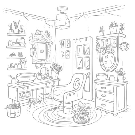 黒と白の輪郭スケッチでビューティー サロンの描画 ベクターイラスト画像とPNGフリー素材透過の無料ダウンロード Pngtree