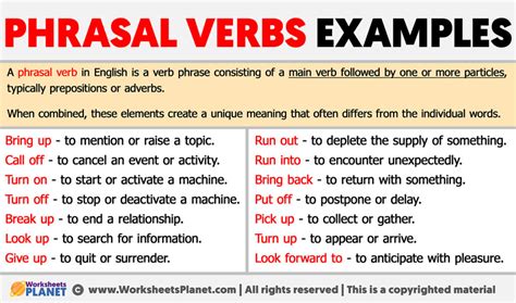 Phrasal Verbs Examples