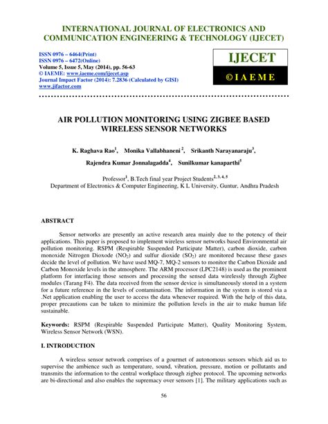 pdf air pollution monitoring using zigbee based wireless sensor networks b tech final year