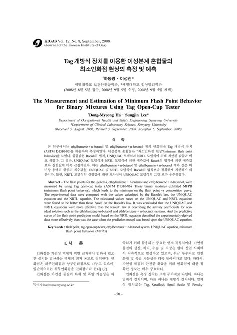 pdf the measurement and estimation of minimum flash point behavior for binary mixtures using