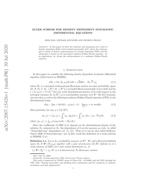pdf euler scheme for density dependent stochastic differential equations