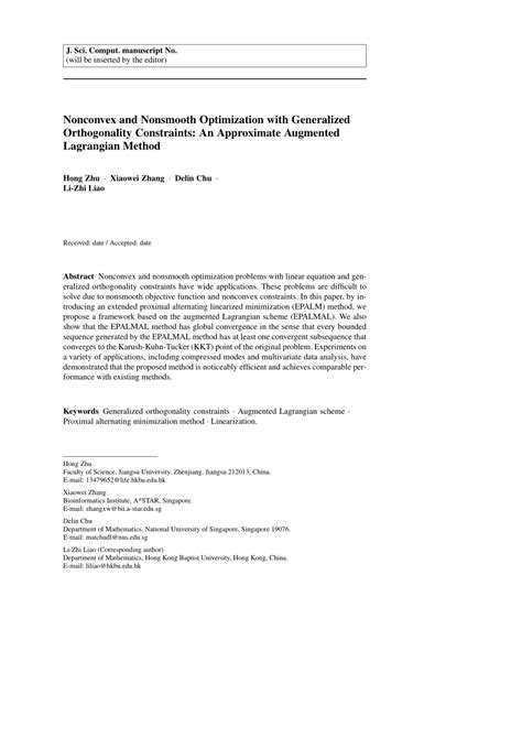 pdf nonconvex and nonsmooth optimization with generalized orthogonality constraints an