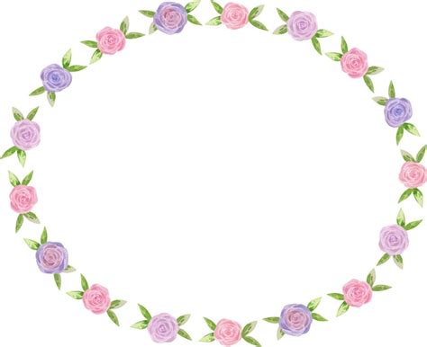 Ilustra O Em Aquarela Moldura Oval Floral Rosa Vetor Premium